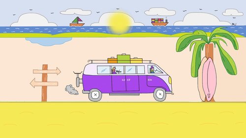 VW BUS on the Beach by Rob Vermin (2021) : Drawing Colored pencil on ...