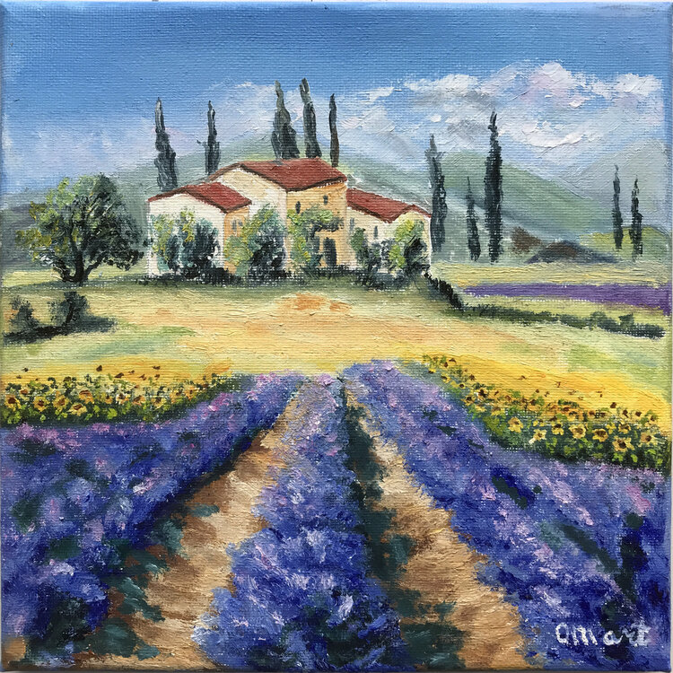 Provence landscape painting, lavender field art by Olga Martynenko ...
