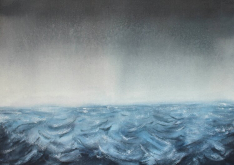 SEASCAPE WATERCOLOR, SEA ART, BEACH ARTWORK, OCEAN DRAWING, WAVE ...