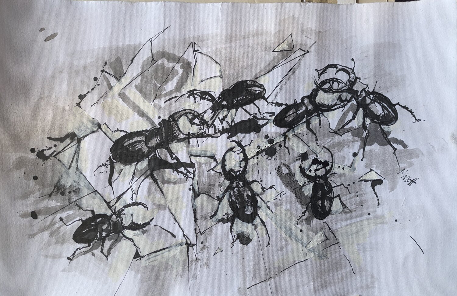 Broken glass at the stag night by Sarah Miatt (2023) : Work on paper ...