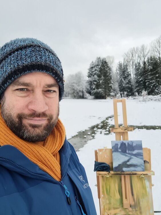 Taunusstein im Schnee von Axel Jung (2021) : Gemälde Öl auf Leinwand ...