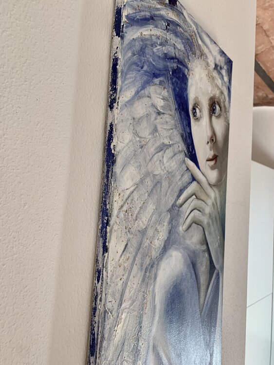 L'Angelo von maria romano (2023) : Gemälde Öl, Kreide auf Leinwand ...