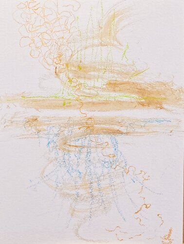 Lebensspuren 5 von Susanna Andreini (2023) : Papierarbeit Öl, Kreide auf Papier - balthasart