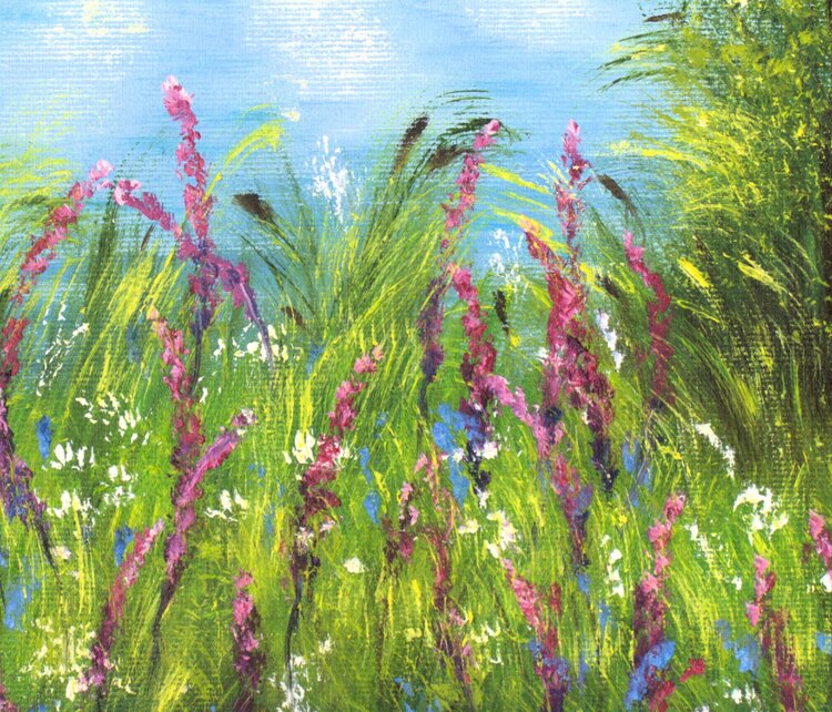 See mit der Wildblumenwiese von Ludmilla Ukrow (2023) : Gemälde Öl auf ...