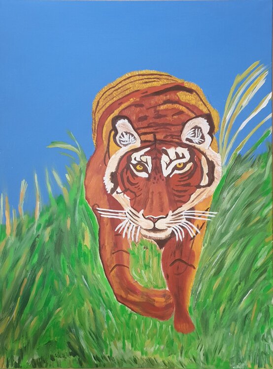 Tiger von Claudia Lippert (2018) : Gemälde Acryl, Öl auf Leinwand ...