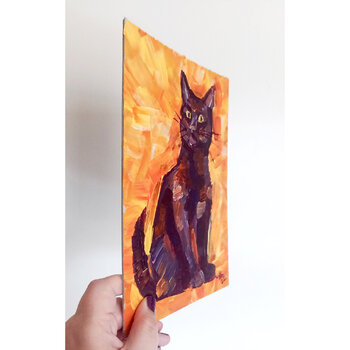 Angry Black Cat by Lada Kholosho (2022) : Painting Acrylic on Cardboard ...