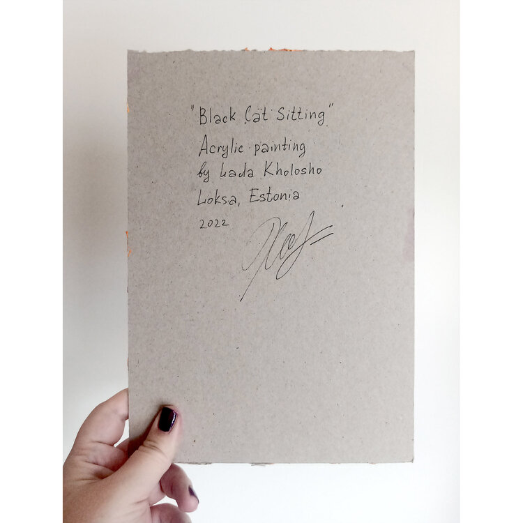 Angry Black Cat by Lada Kholosho (2022) : Painting Acrylic on Cardboard ...