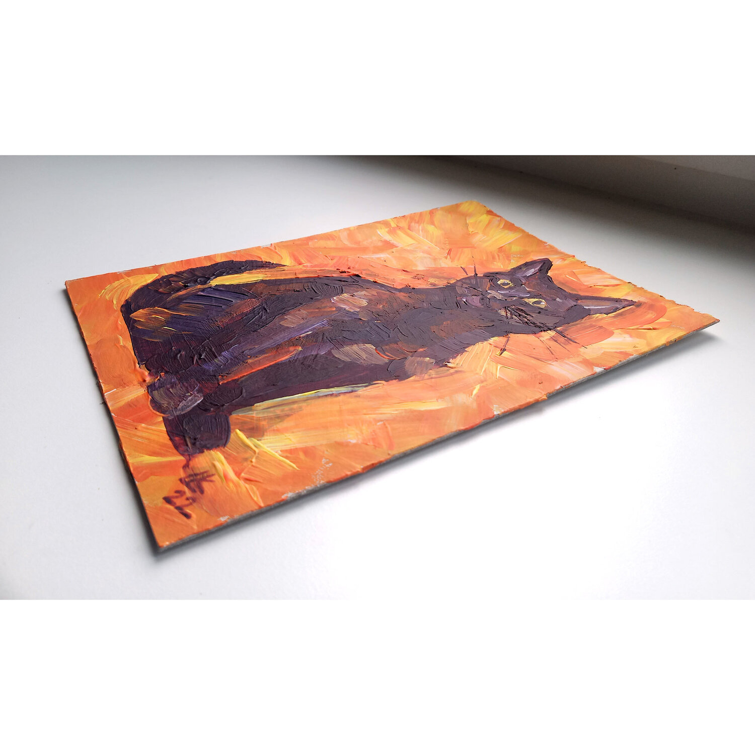 Angry Black Cat by Lada Kholosho (2022) : Painting Acrylic on Cardboard ...