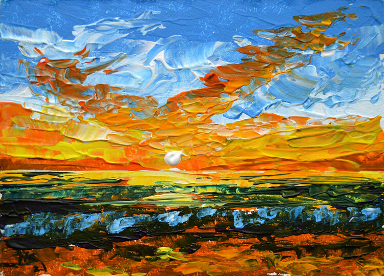 Sunset on the beach by Lada Kholosho (2021) : Painting Acrylic on ...