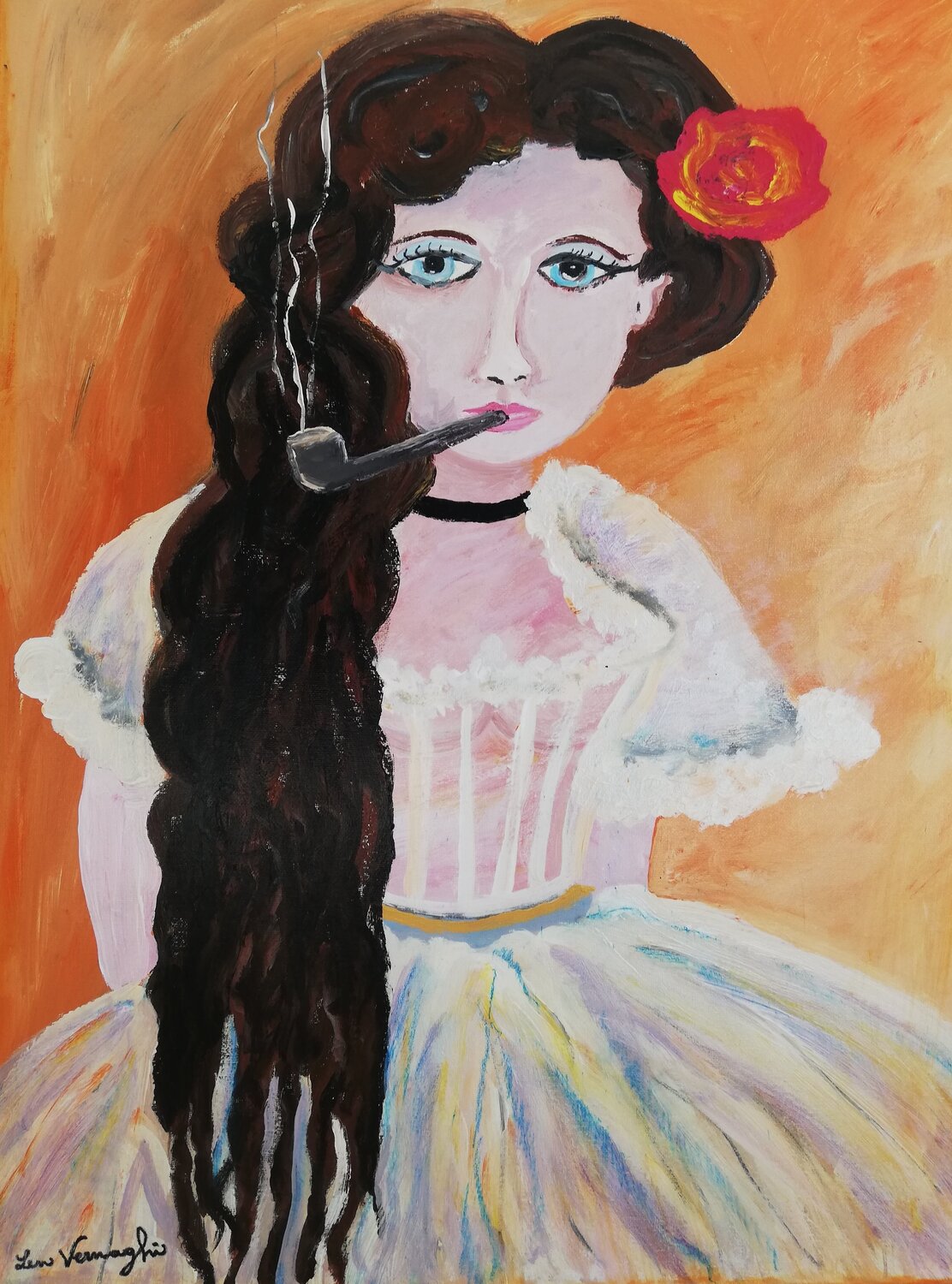 A young woman smoking a pipe - Giovane donna che fuma una pipa by Len ...